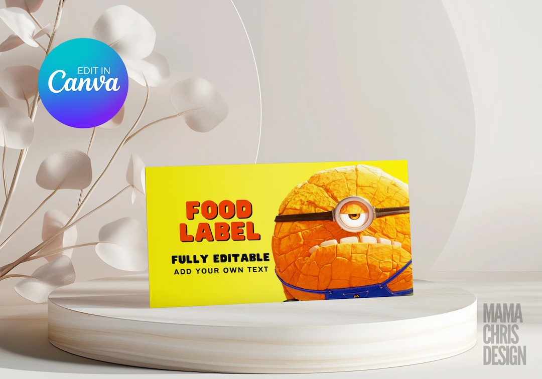 Despicable Me 4 Food Label, Birthday Party Food Tent Cards, Minions ...