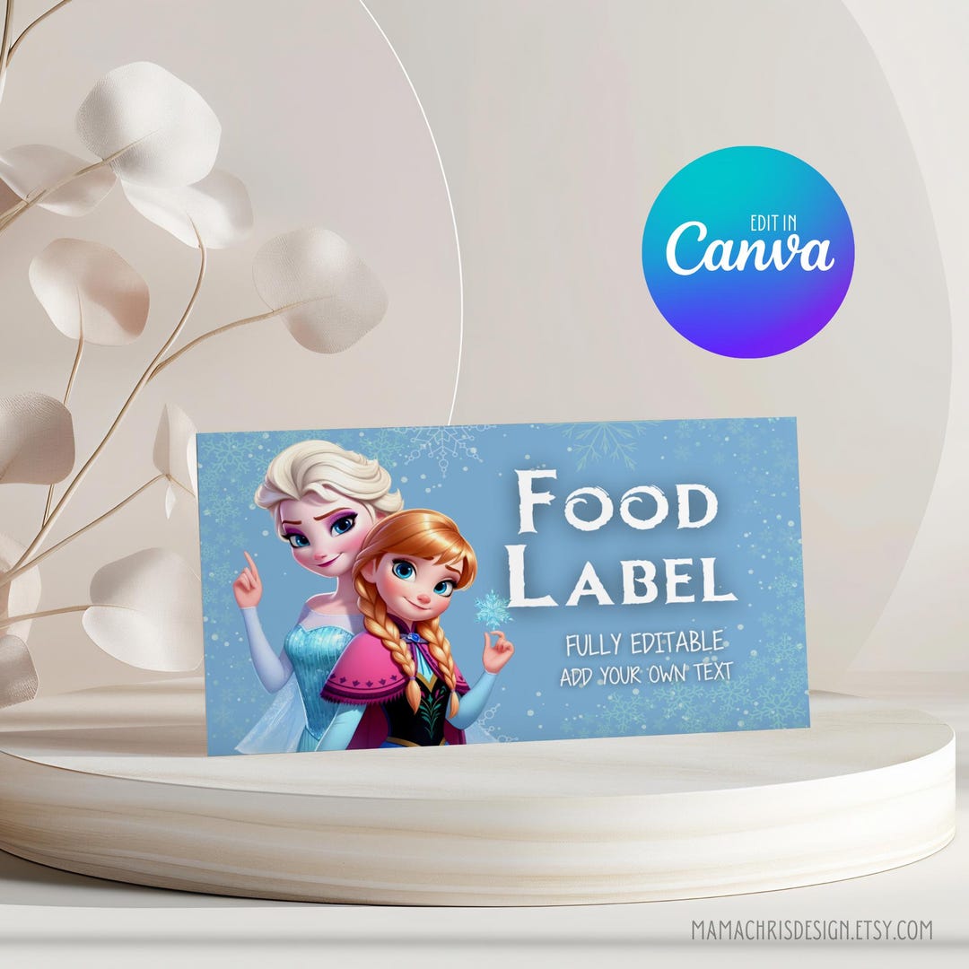 Frozen Food Label, Birthday Party Food Tent Cards, Frozen Food Tent ...