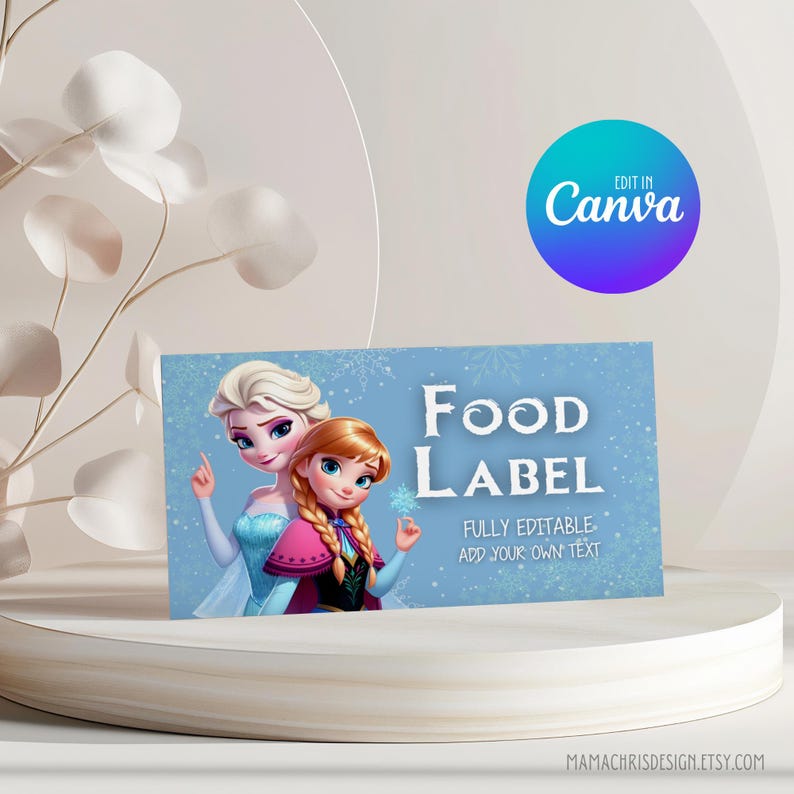 Frozen Food Label, Birthday Party Food Tent Cards, Frozen Food Tent ...