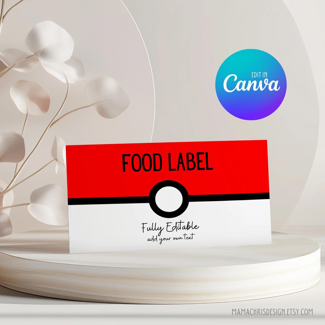 Pokemon Food Label, Birthday Party Food Tent Cards, Pokemon Food Tent ...