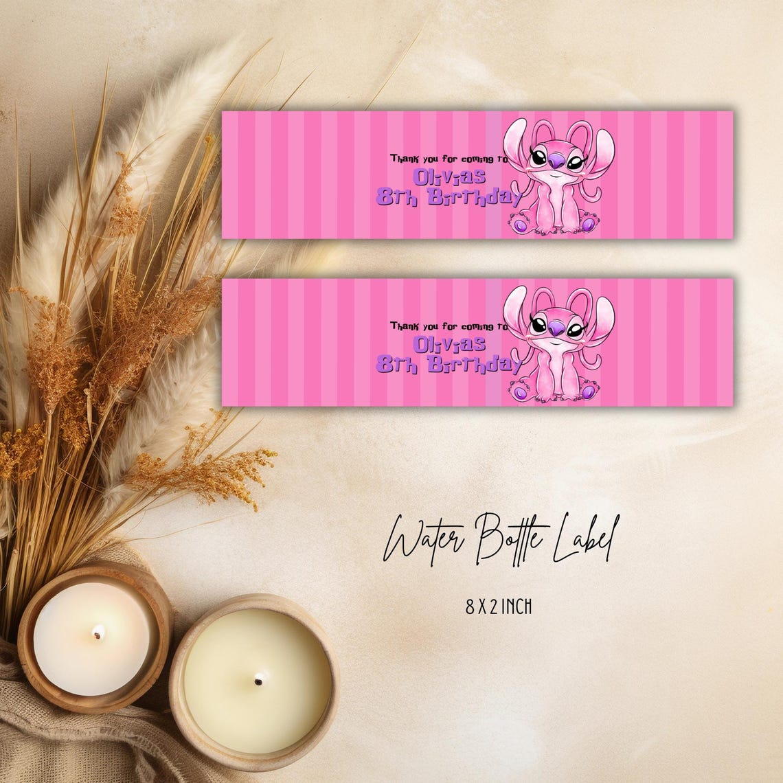 Lilo and Stitch Angel Water Bottle Label Template, Printable Lilo and ...