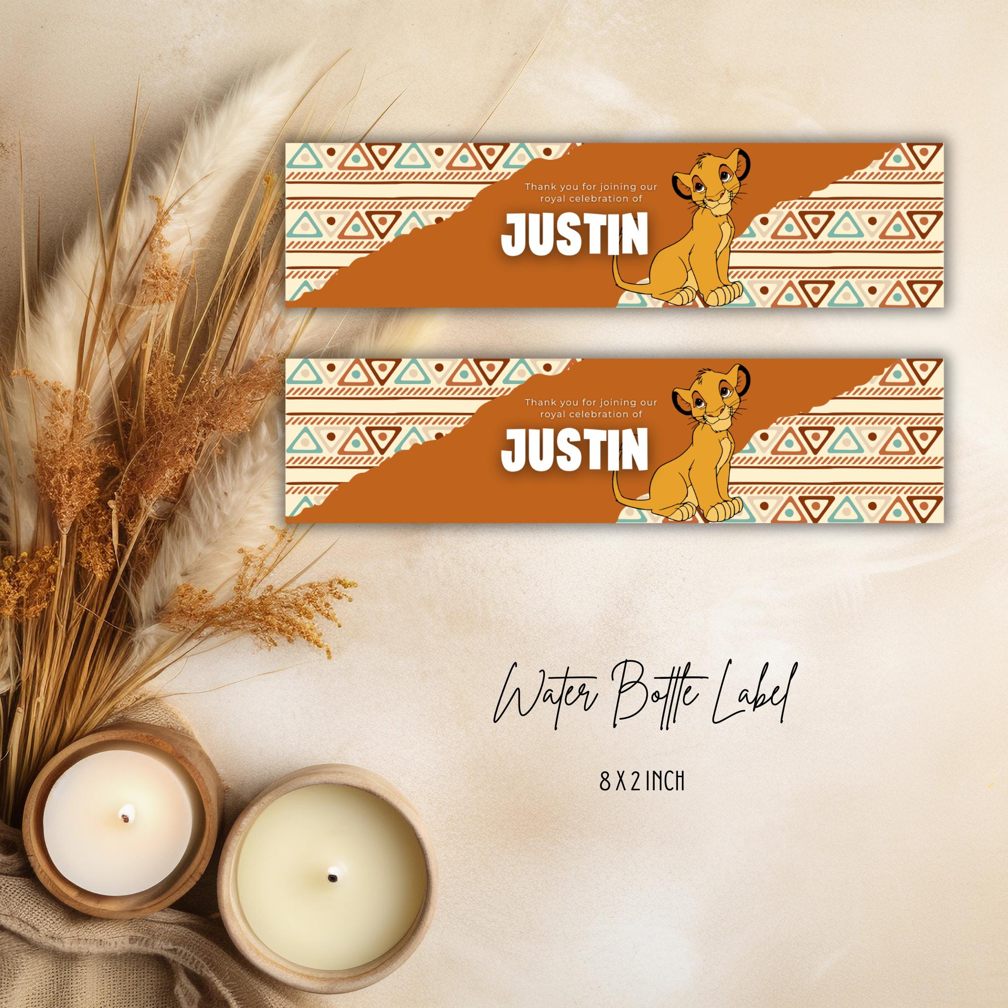 The Lion King Water Bottle Label Template, Printable Simba Bottle Label ...
