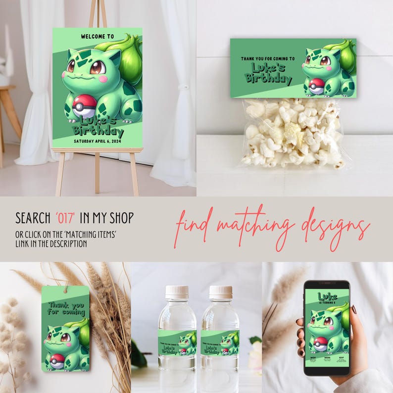 Bulbasaur Chocolate Bar Wrapper, Editable Party Favour, Personalised ...