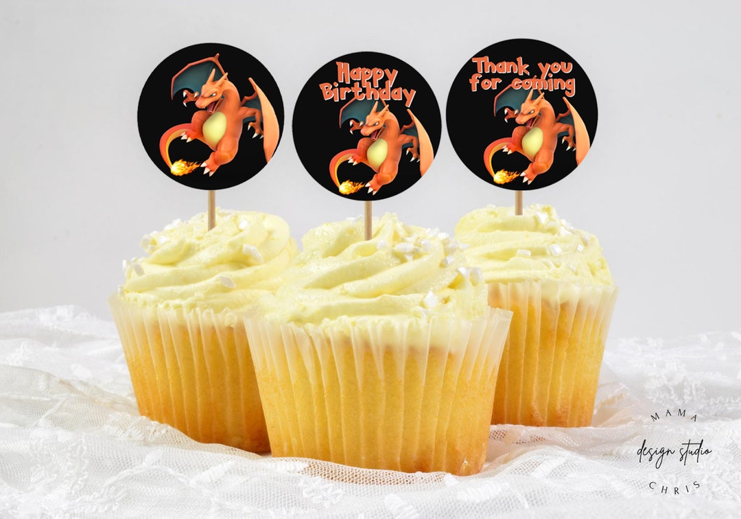 Charizard Cupcake Toppers Printable Cupcake Topper Instant Download DIY ...
