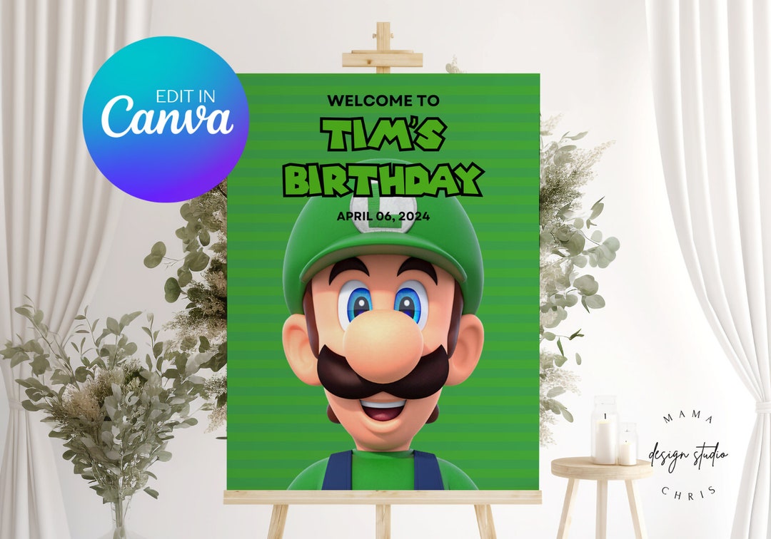 Luigi Welcome Sign Printable Welcome Sign Editable Template Instant ...