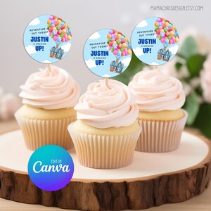 UP Cupcake Topper, Printable Cupcake Topper, Editable Template, UP ...