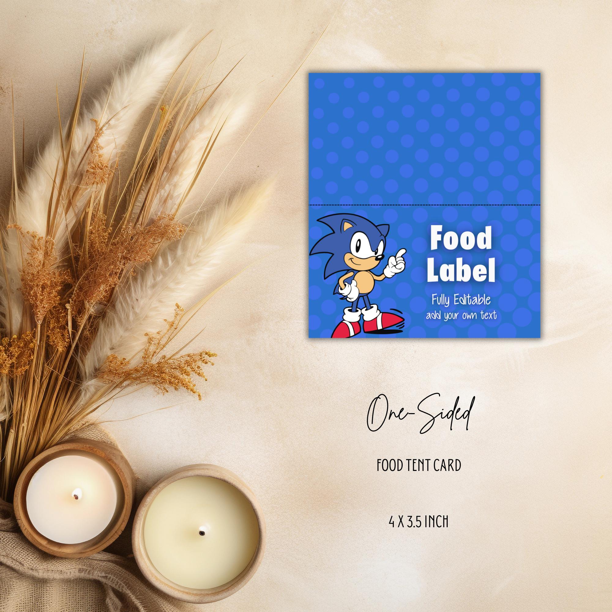 Sonic Food Label, Birthday Party Food Tent Cards, Sonic Food Tent Label ...