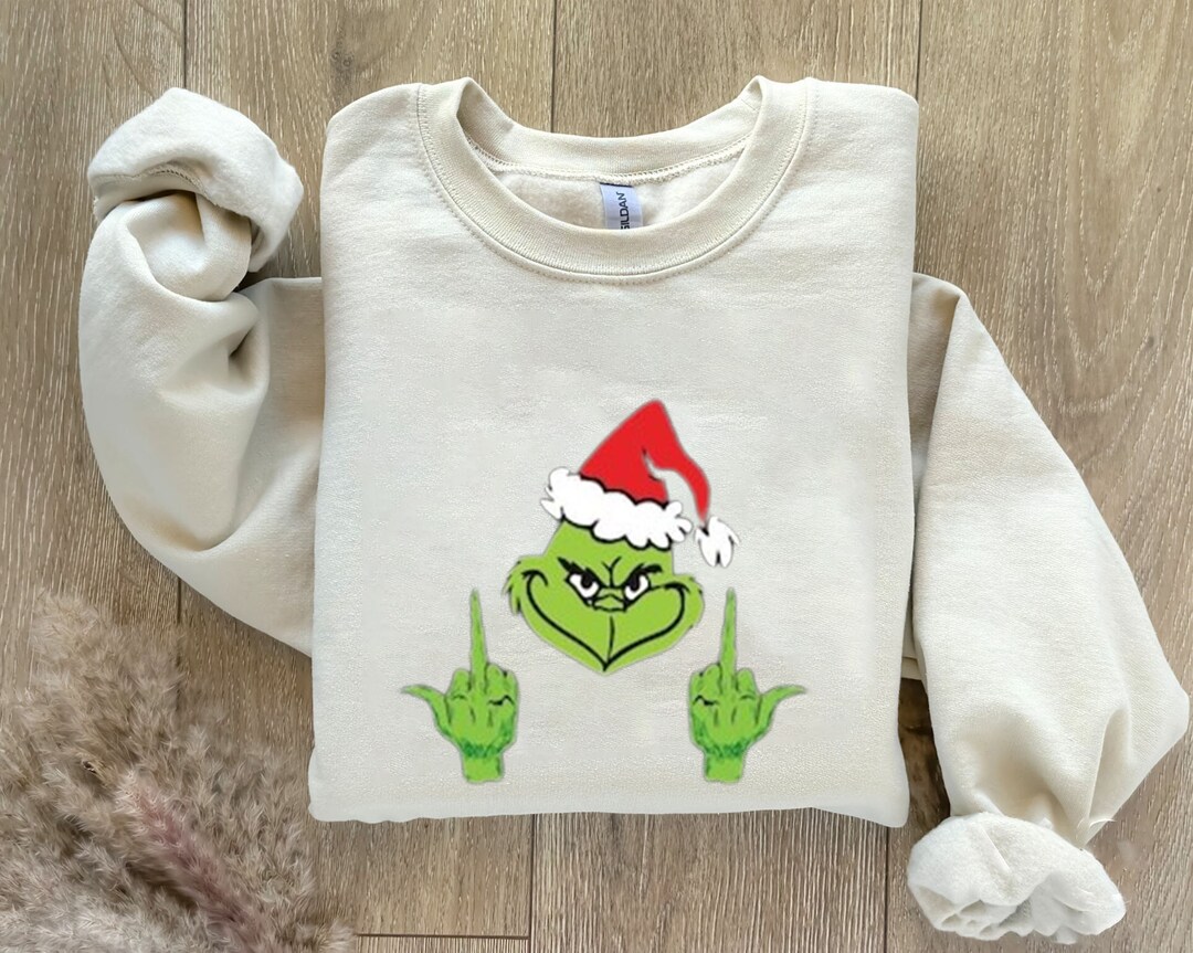 Grinch Middle Finger Shirt Funny Grinch Face Shirt Evil - Etsy