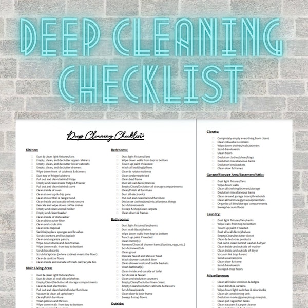 Cleaning Checklist - Etsy