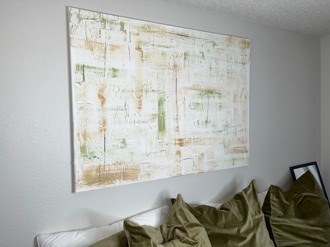 Textured Spackle Canvas Painting - Something Green - Neutral Colors ...