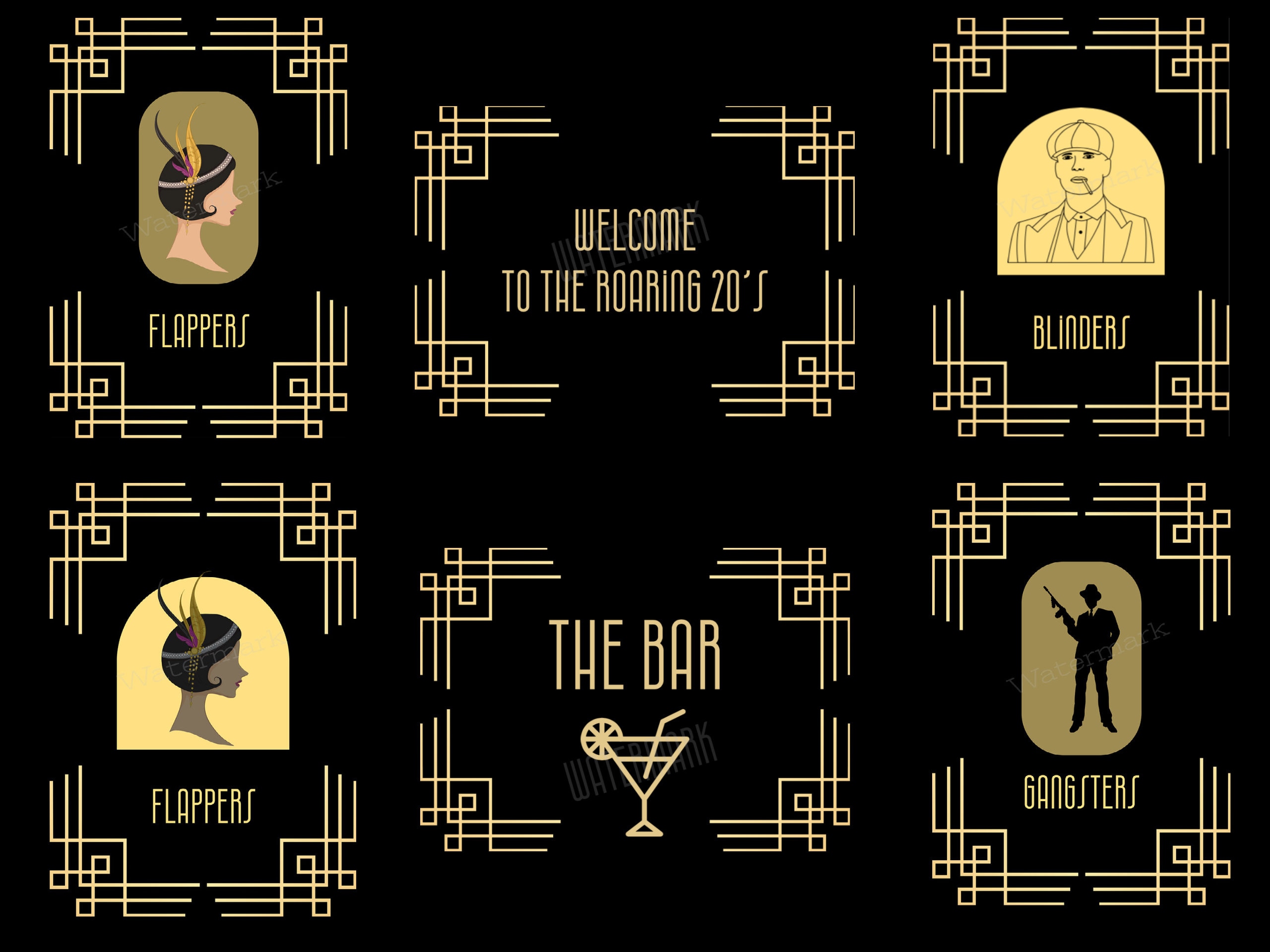 1920s Party Pack, 1920 Party Decorations, 1920s Printable Signs ...