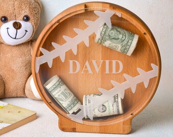 Wooden Baseball Bank - Etsy