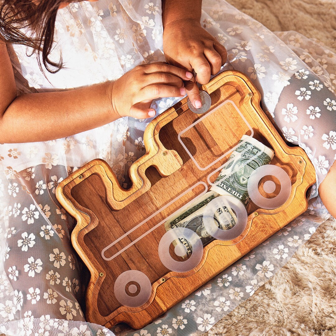 Gender Neutral Wood Piggy Bank, Baby Shower Baptism Gift, Nephew Gift ...