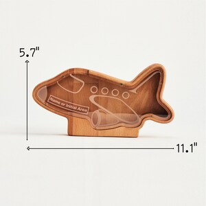 Handcrafted Wooden Plane Piggy Bank, Custom Vehicle Coin Bank 1st ...