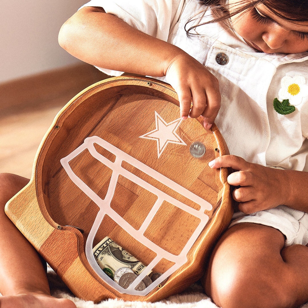 Ice Hockey Helmet Coin Bank, Piggy Bank for Boys, Handmade Gift ...