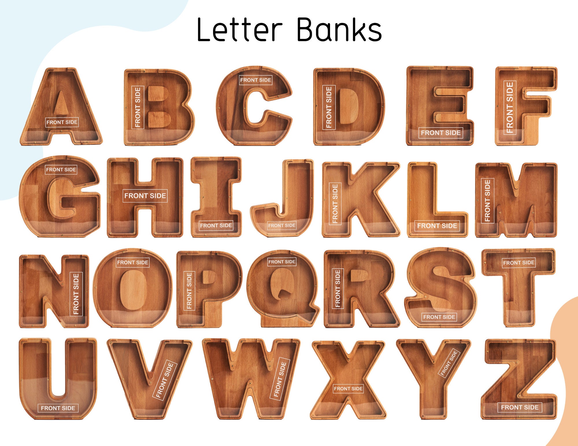 Personalized Letter Coin Bank, Custom Name Wooden Piggy Bank, Initial ...