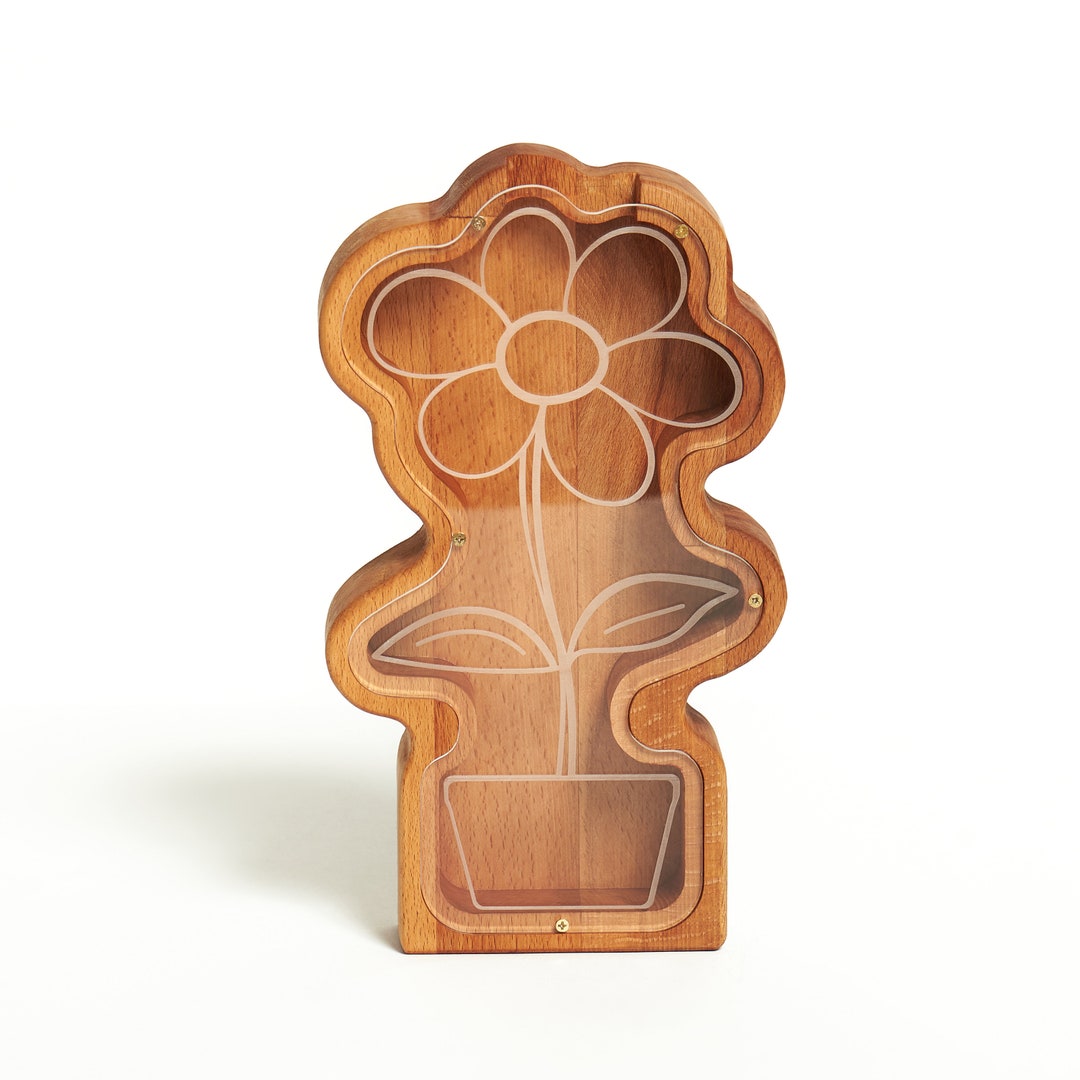 Daisy Flower Plant Piggy Bank, Animal Bear Coin Bank, Handmade Newborn ...