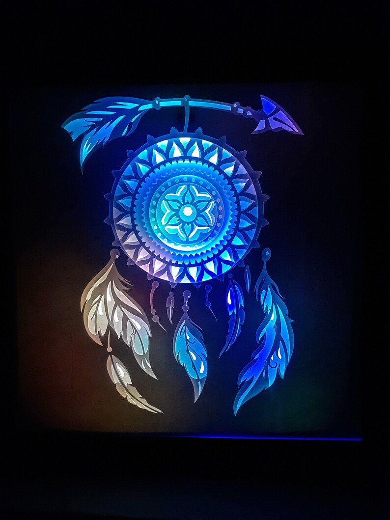 Dreamcatcher Shadow Box 3D Cut Paper Light Box - Etsy