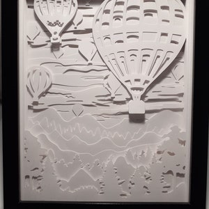 Hot Air Balloons Shadow Box 3D Cut Paper Light Box - Etsy