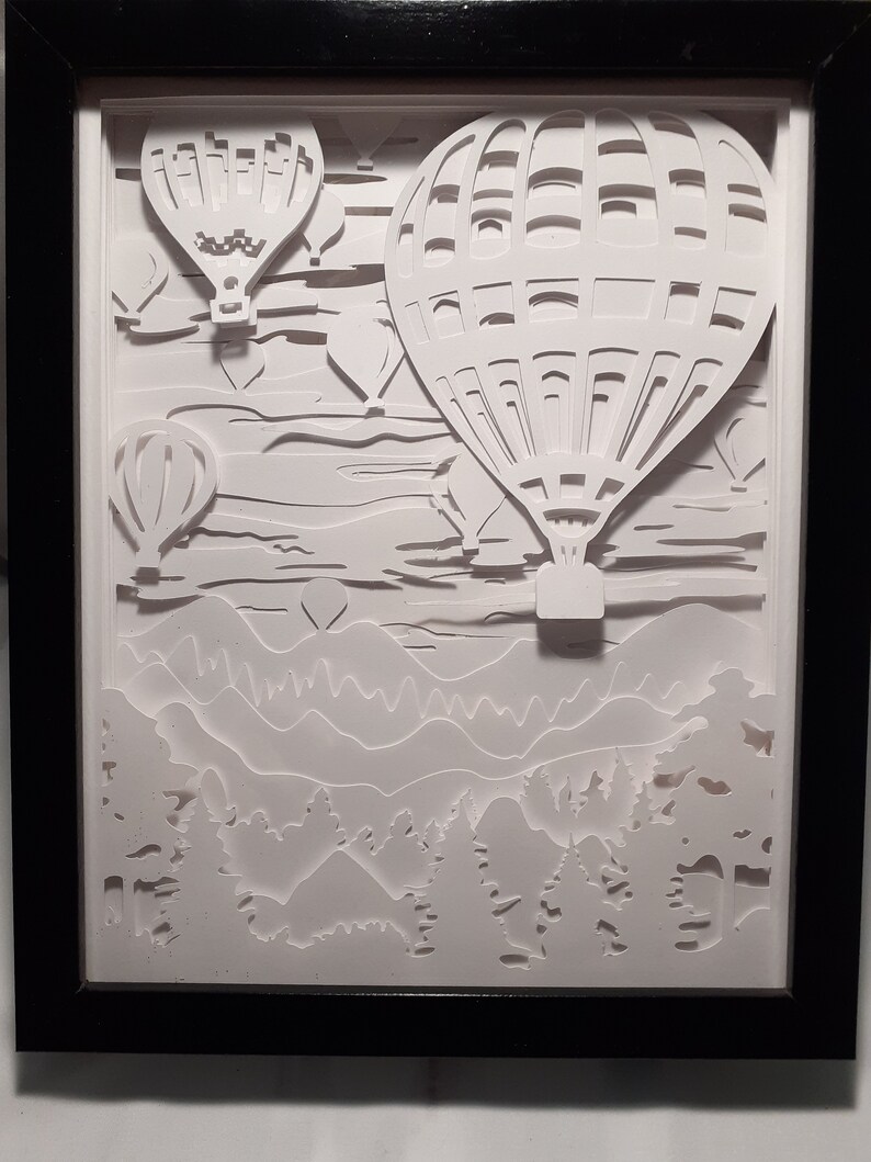 Hot Air Balloons Shadow Box 3D Cut Paper Light Box - Etsy