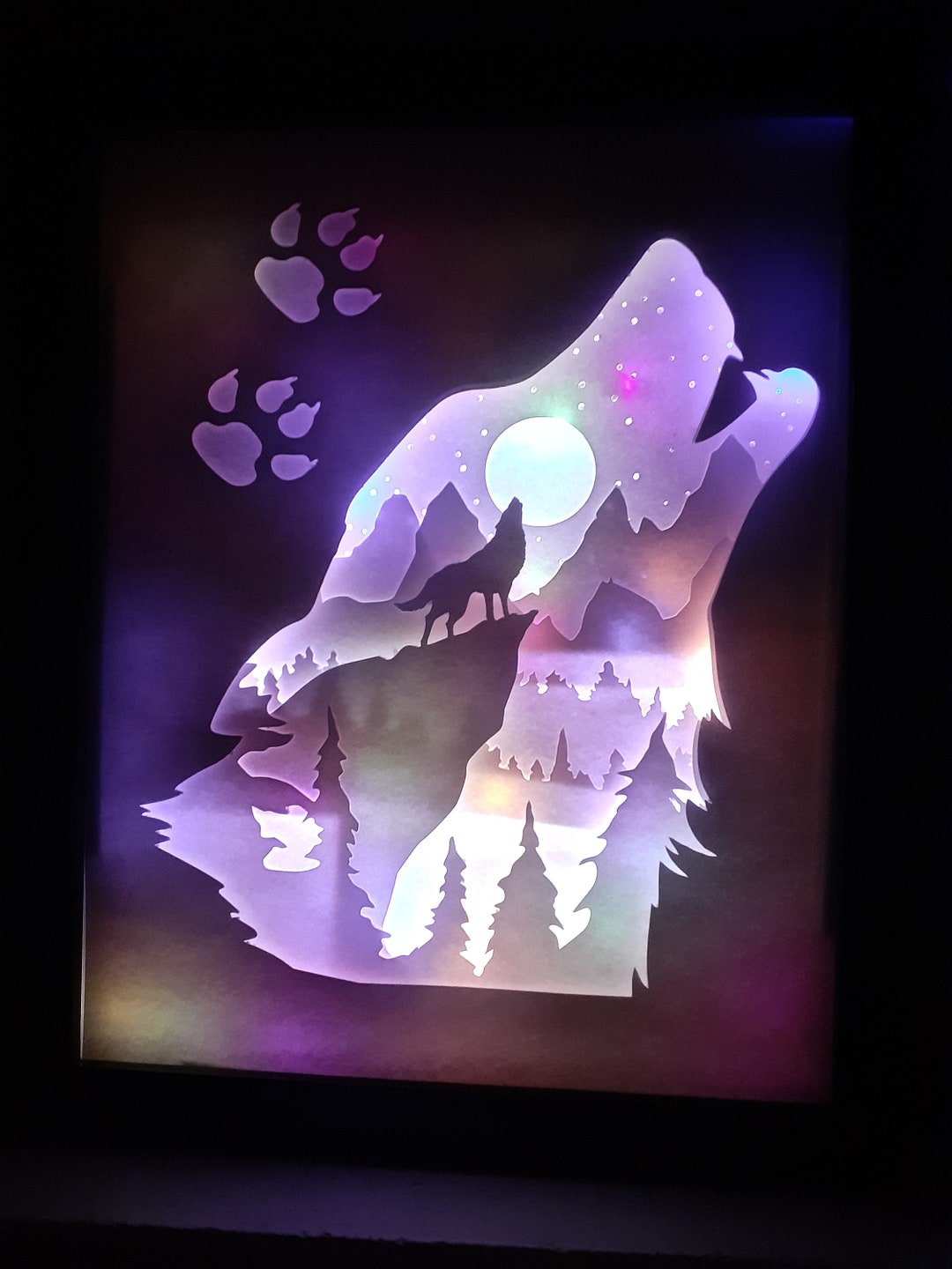 Wolf Shadow Box 3D Cut Paper Light Box - Etsy