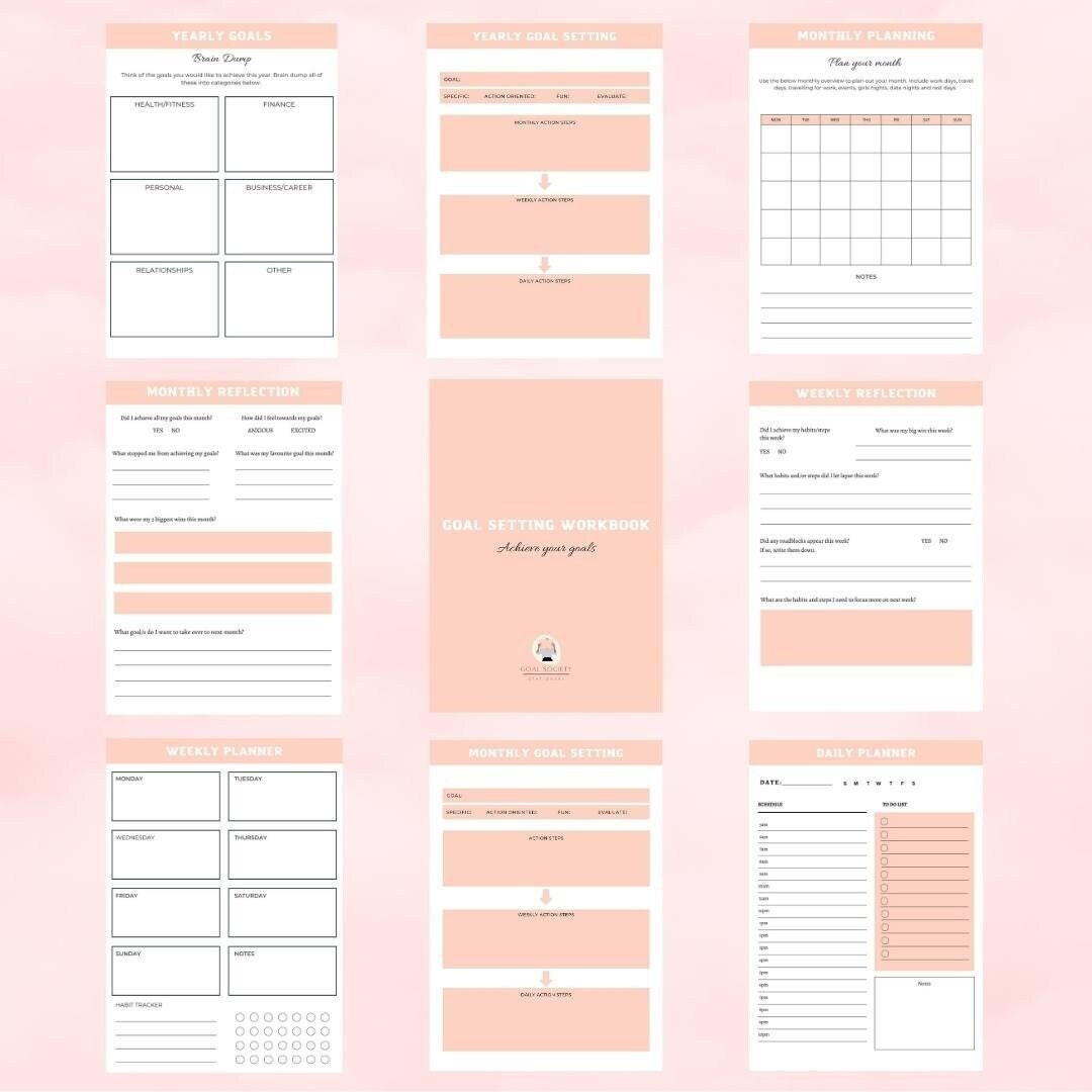 Goal Setting Bundle 2023 Goal Planner Yearly Goals Monthly Goals Habit ...