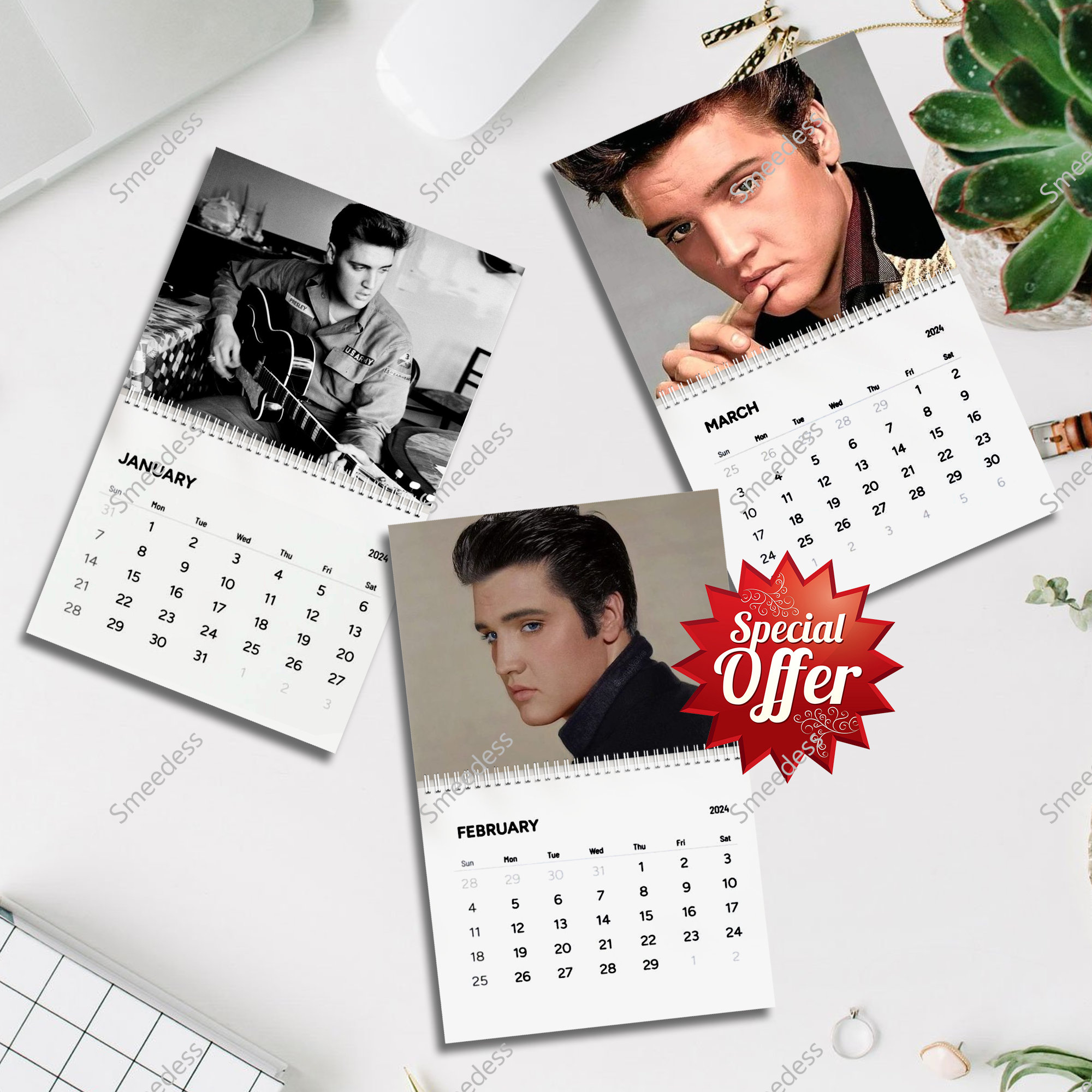 Elvis 2024 Calendar, Presley 2024 Wall Calendar, The Hillbilly Cat ...