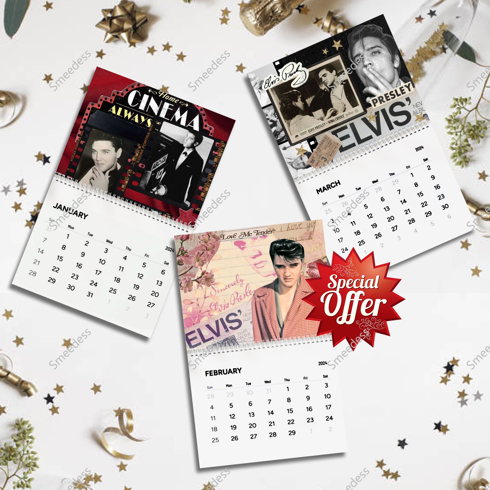 Elvis 2024 Calendar, Presley 2024 Wall Calendar, The Hillbilly Cat ...