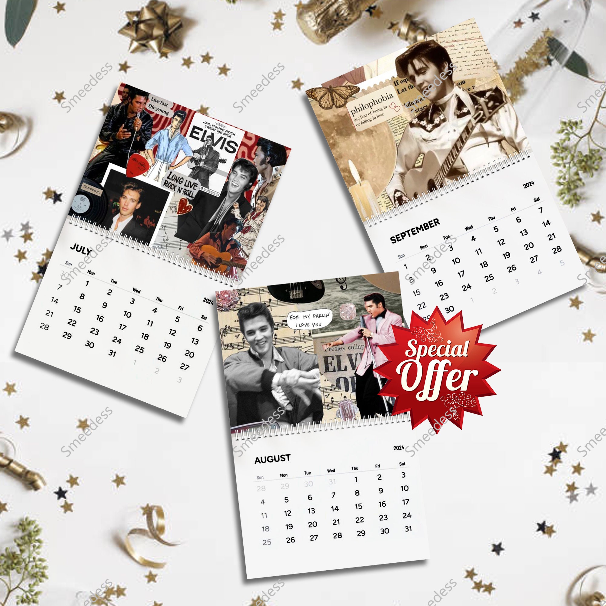 Elvis 2024 Calendar, Presley 2024 Wall Calendar, The Hillbilly Cat ...