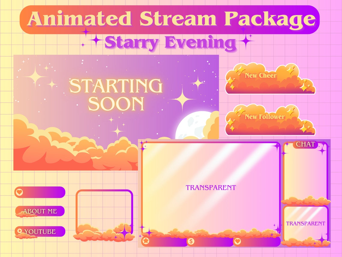 Animated Twitch Overlay||cozy Sunset Stream Overlay for Youtube and ...