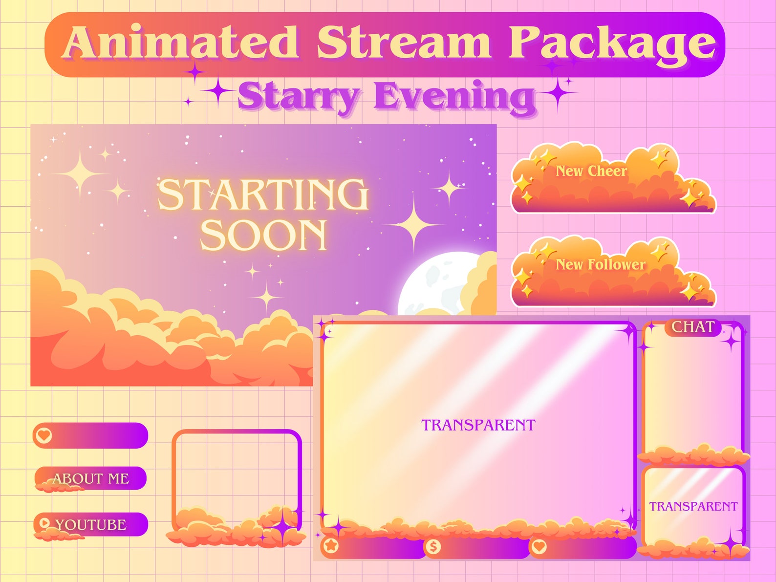 Animated Twitch Overlay||cozy Sunset Stream Overlay for Youtube and ...