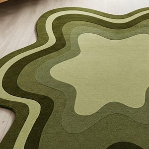 Dark and Light Green Tufted Rug Modern Abstract Green Rugs for Living ...