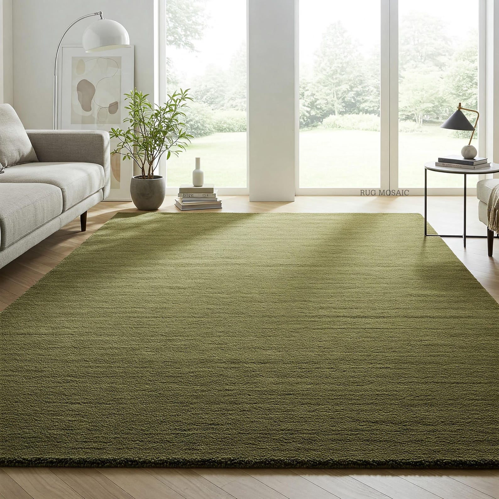 Olive Green Hand Tufted Rug Handmade Wool Rugs Solid Plain Area Rug 5x7 ...
