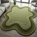 Hand Tufted Green Wool Rug, Irregular Organic Shape, Modern Abstract ...