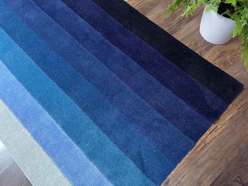 Blue White Striped Hand Tufted Rug, Modern Wool Area Rugs for Living ...