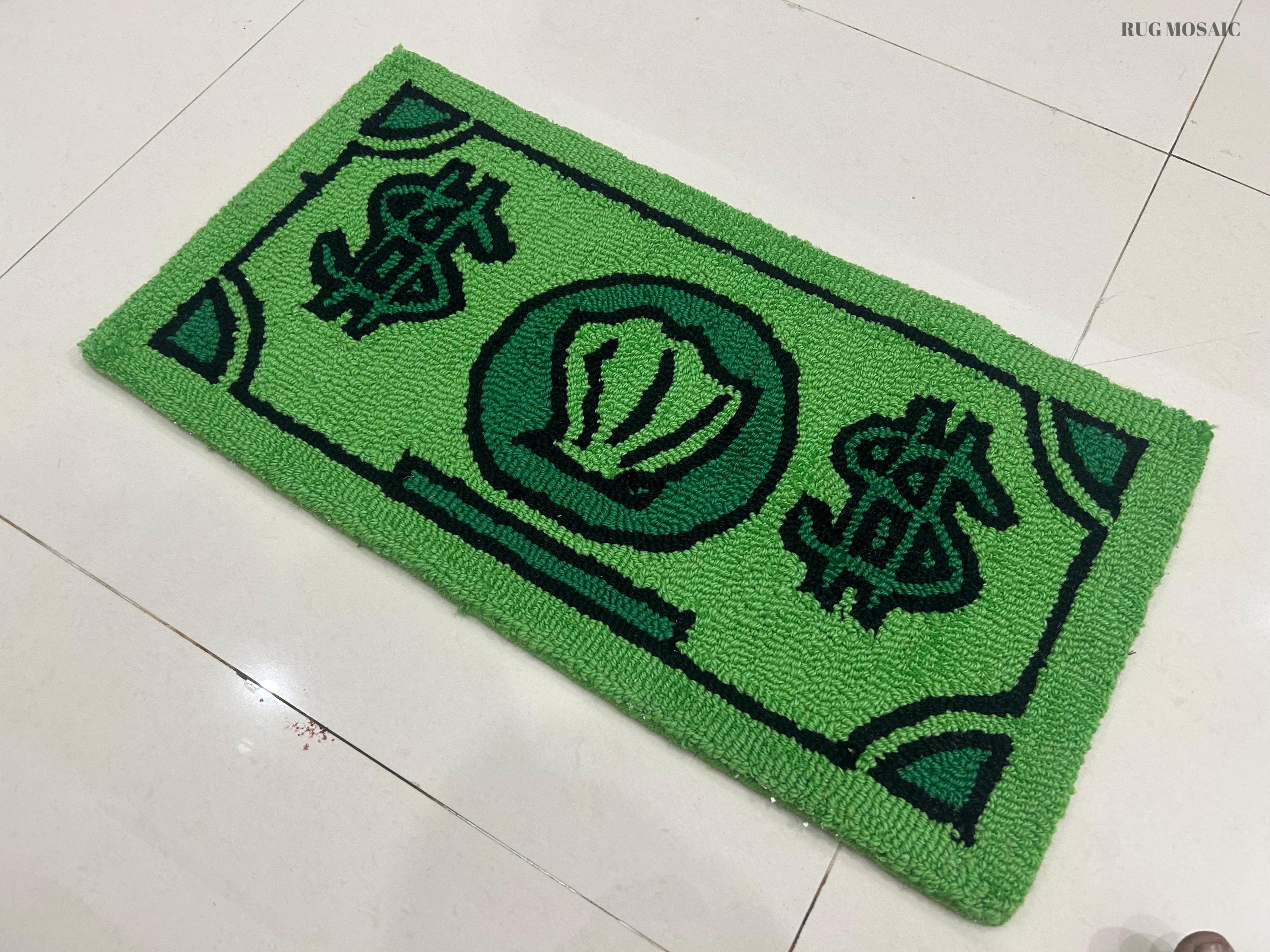 Dollar Bill Handmade Tufted Green Rug Bathroom Mat 3x5, 4x6 Custom Wool ...