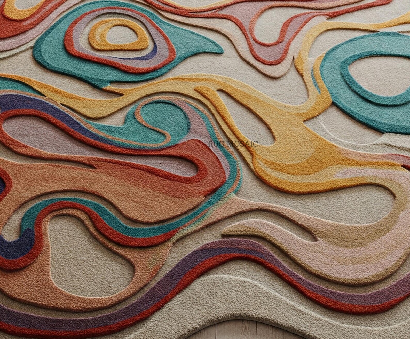 Colorful Tufted Rug Organic Flow Abstract Melted Landscape Rug Modern ...