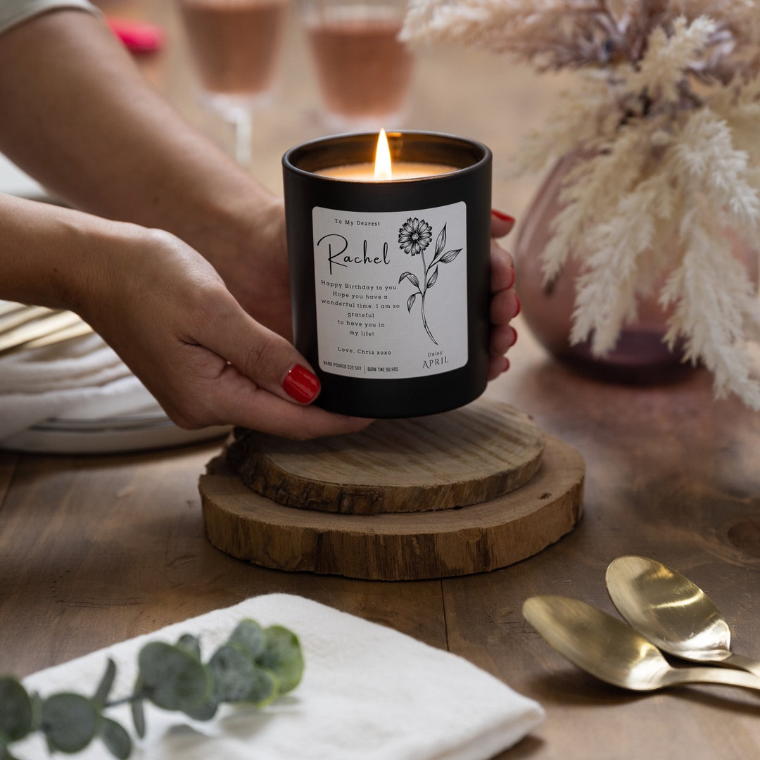 Any Month Birth Flower Birthday Gift Personalised Birthday Candle ...