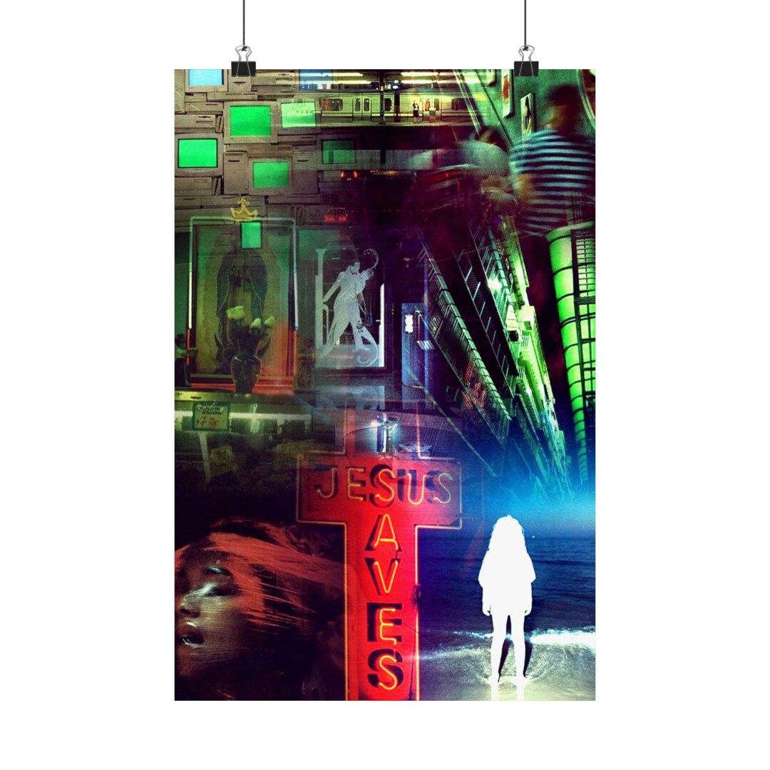 Jesus Saves Collage Matte Vertical Poster | Religious Neon Church Art ...