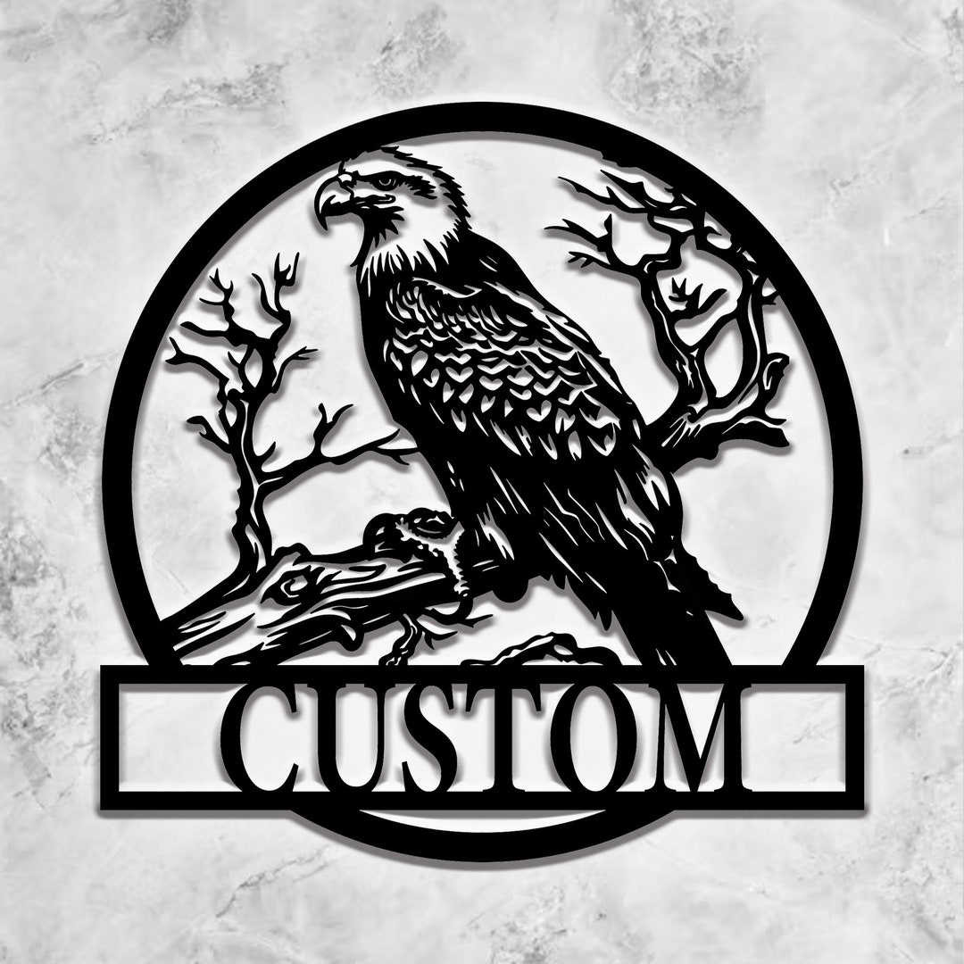 Custom Bald Eagle Metal Sign, Personalized Bald Eagle Metal Wall Decor ...