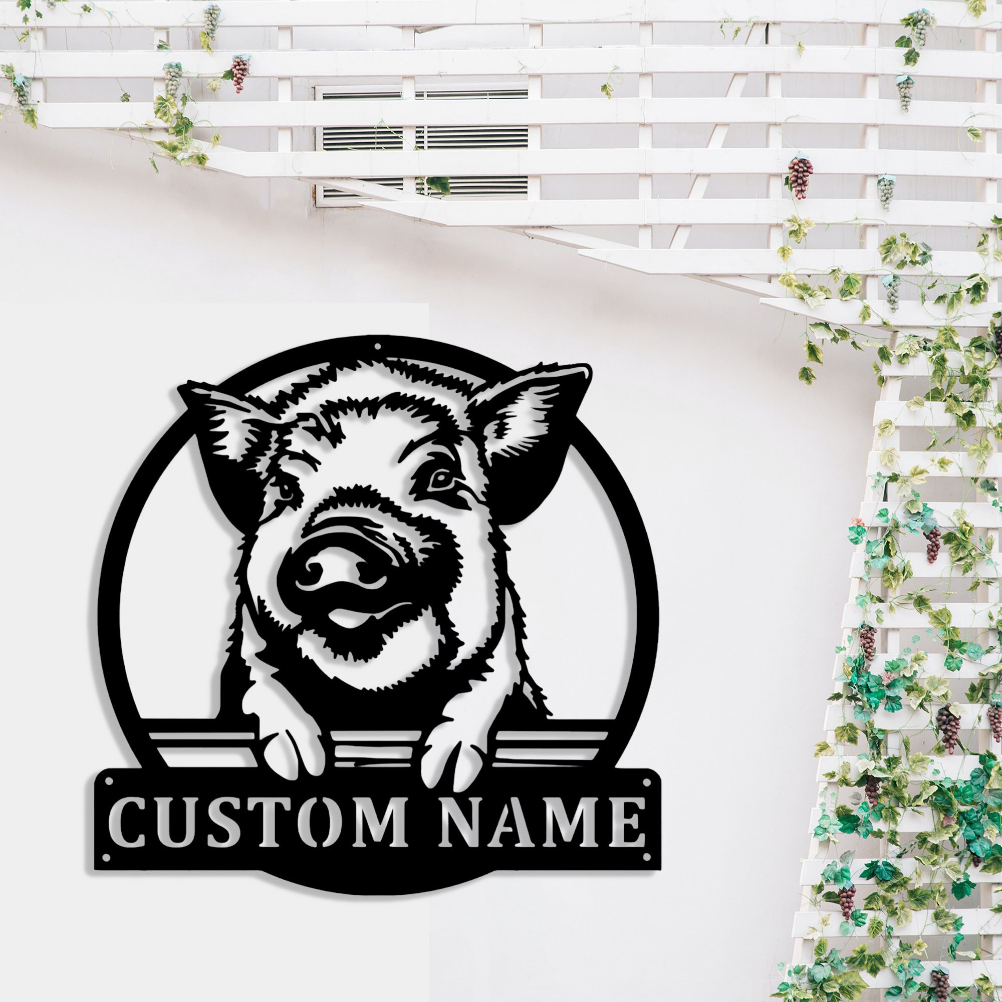 Custom Pig Metal Wall Art Pig Wall Decor Farm Pig Sign Pig Wall Decor ...