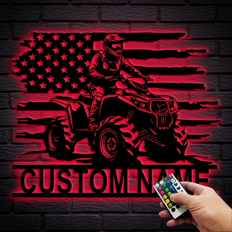 Personalized ATV Rider Metal Wall Sign, Custom Quad Biker Wall Art ...