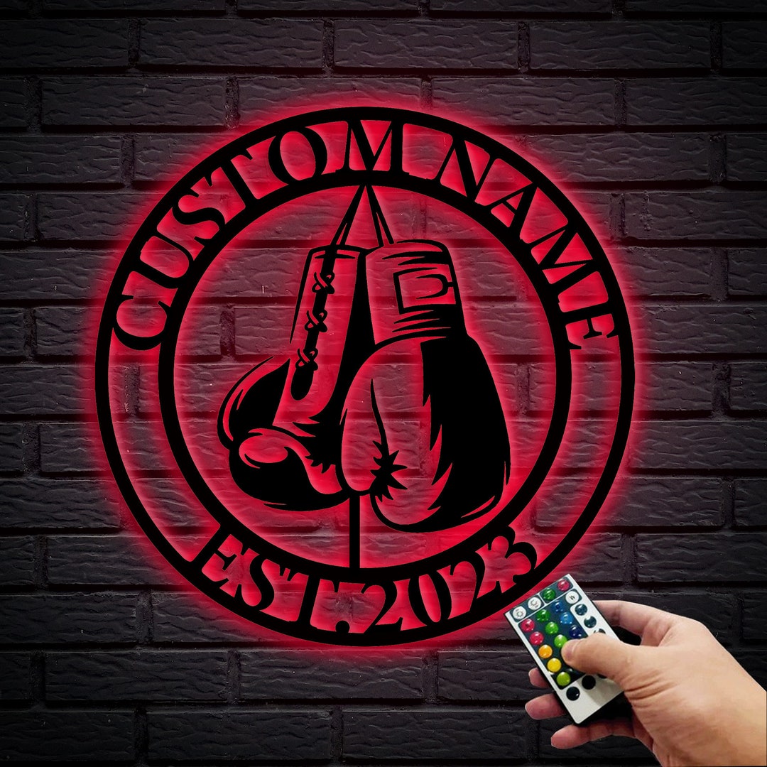 Custom Boxing Gloves Metal Wall Art Custom Boxer Sign Home Decor Boxing ...