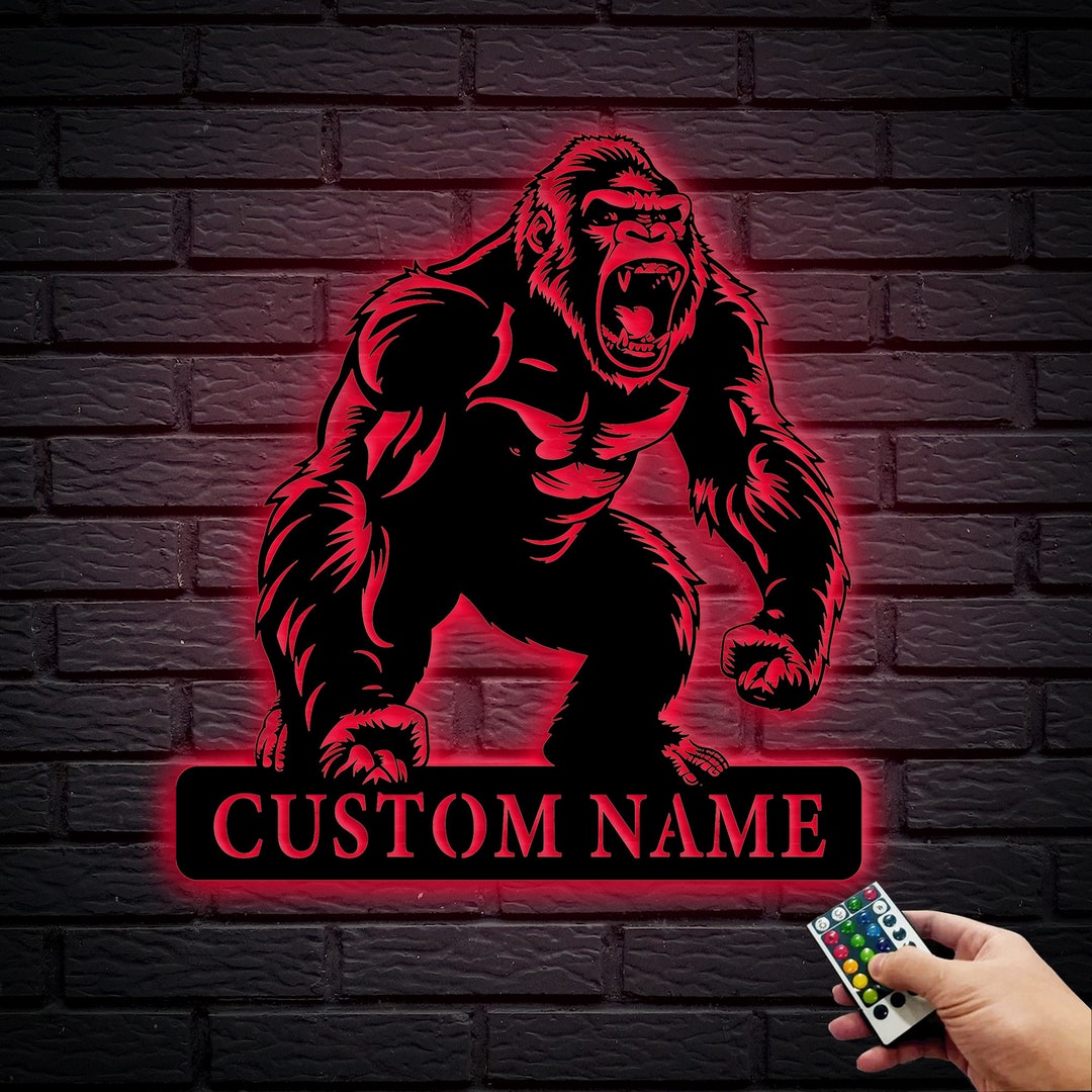Custom Gorilla Metal Wall Art | Personalized Gorilla Name Sign ...