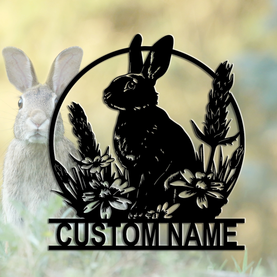 Custom Rabbit Metal Wall Art, Rabbit Metal Name Sign, Bunny Metal ...