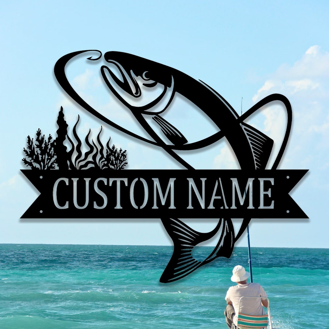 Custom Fish Metal Wall Sign, Fishing Decor, Fishing Gift, Fishing Sign ...