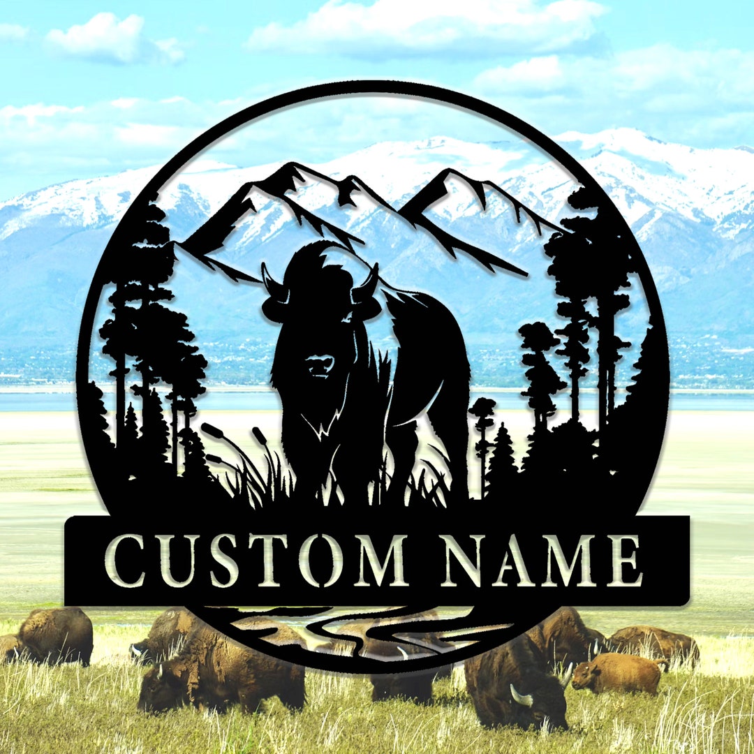 Personalized Buffalo Sign, Buffalo Wall Decor, Personalized Bison Home ...
