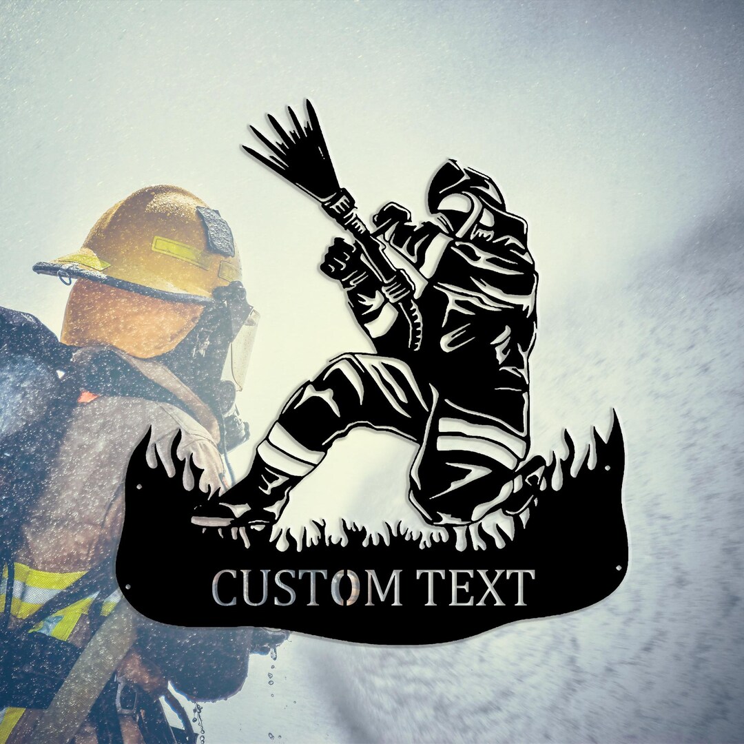 Custom Firefighter Metal Wall Sign, Personalized Firefighter Wall Decor ...