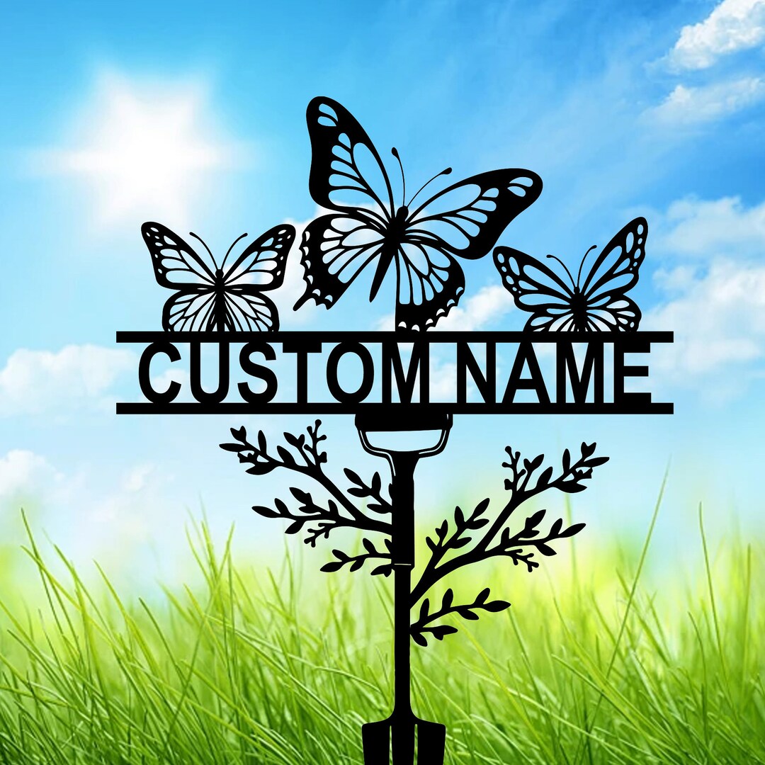 Personalized Butterfly Garden Stake, Butterfly Garden Sign, Custom Name ...