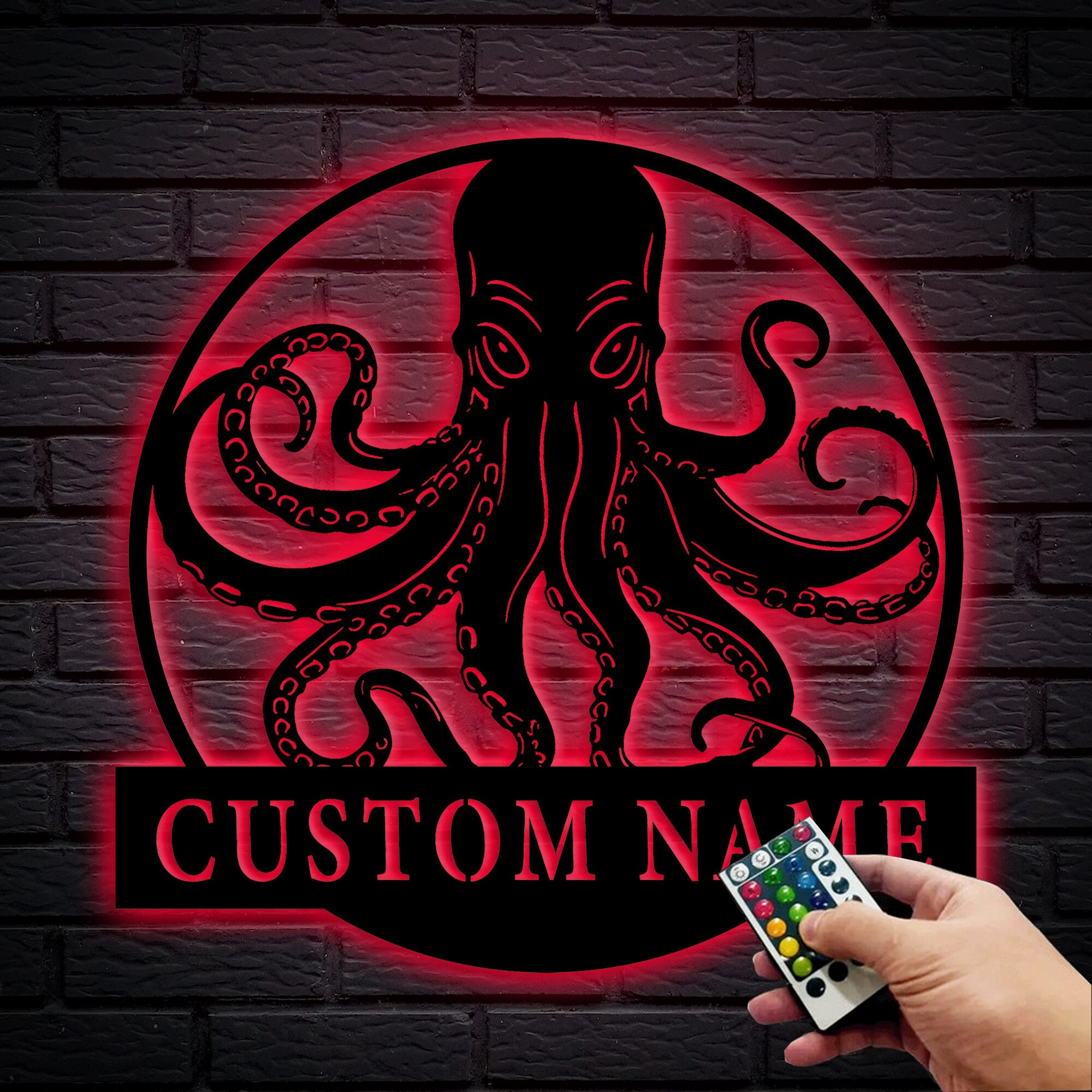 Personalized Octopus Metal Wall Sign, Custom Octopus Metal Wall Art ...
